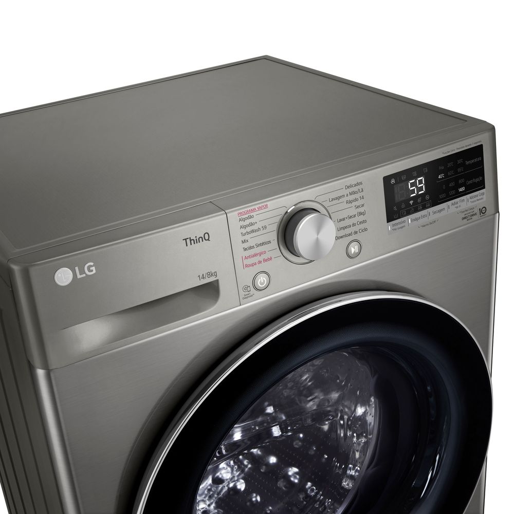 Lava e Seca LG Smart Inox 14kg com Inteligência Artificial