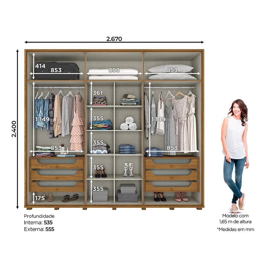 Guarda-Roupa Roupeiro Henn Atalaia 6 Portas e 6 Gavetas D218 - Angeloni ...