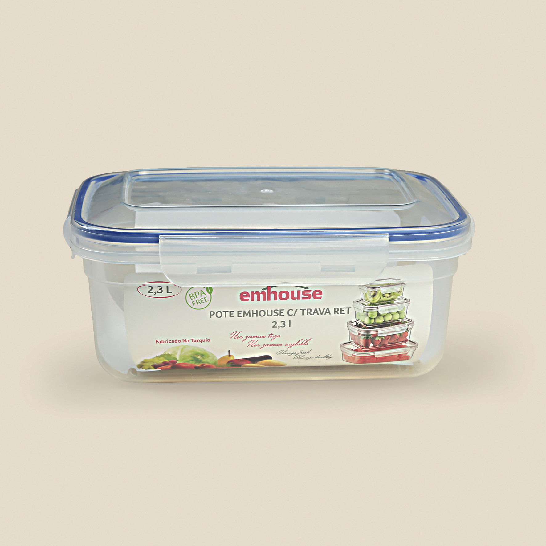 Pote com Trava Retangular 2.3L EMHOUSE