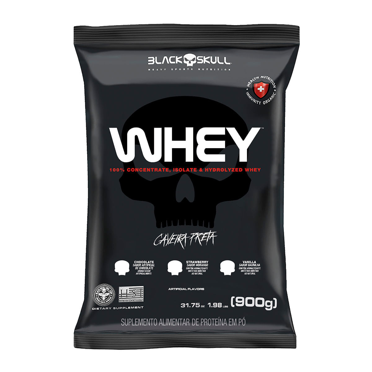 WHEY PROTEIN REFIL BLACK SKULL - 900G (WPI, WPC, WPH) - Angeloni Eletro