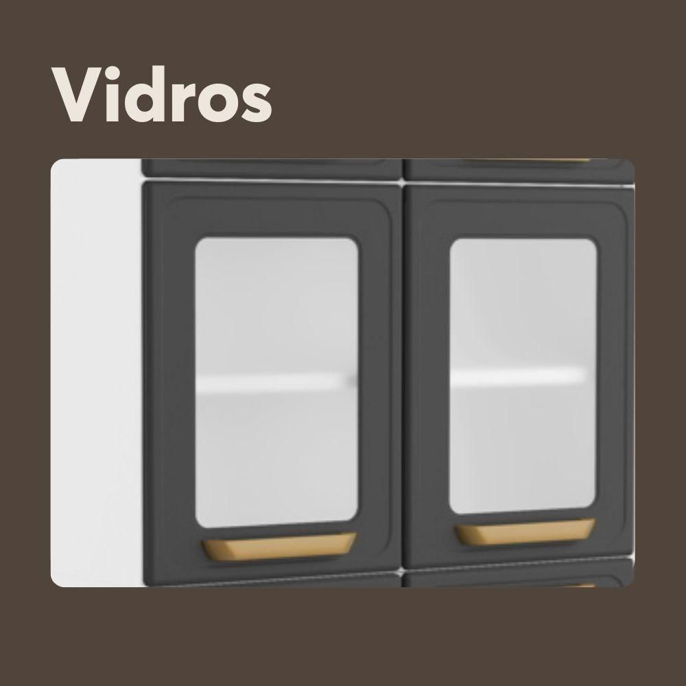 Armário De Aço 6 Portas 2 Vidros Bella Bertolini Grafite Branco ...