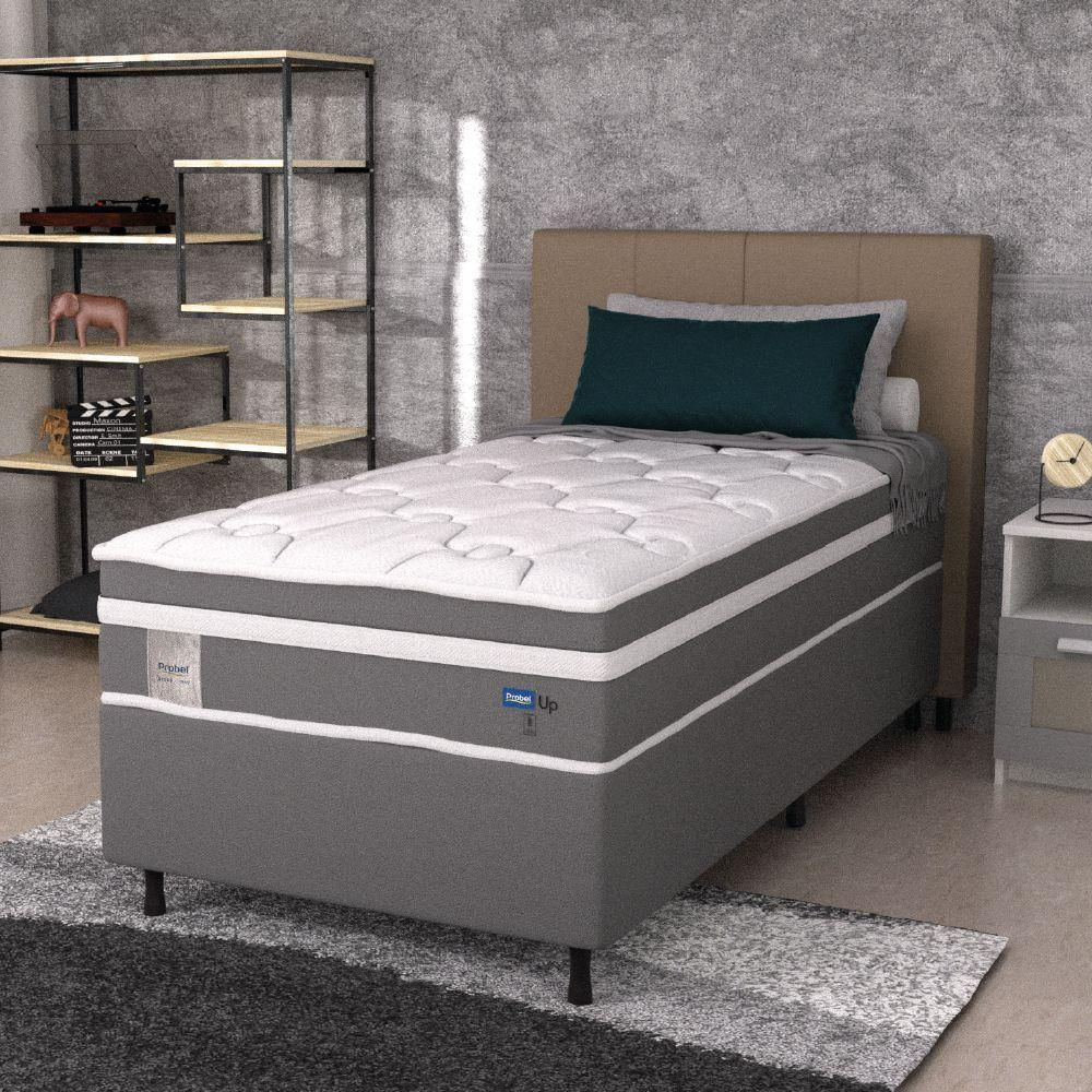Cama Box Colchão Solteiro Molas Ensacadas Euro In Up 88x188x64cm Cinza ...