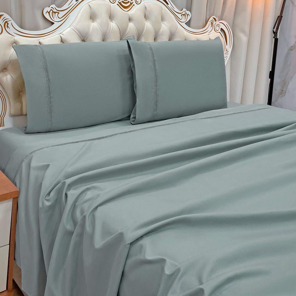 Jogo Cama Lençol Trento Queen Guipir Micro Percal 300 Fios C/ Ponto ...