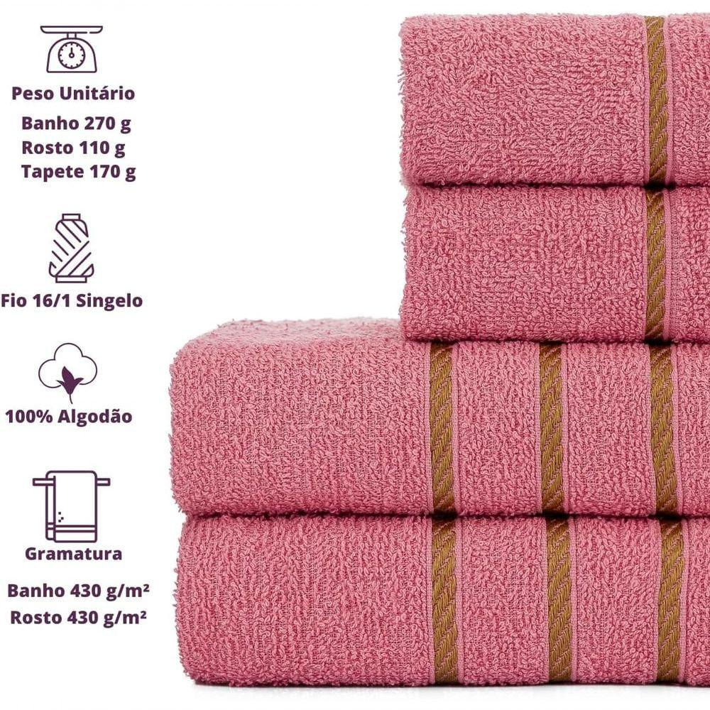 Jogo De Toalha 2 Banho + 2 Rosto Montreal 100% Algodão Alta Absorção Rosê