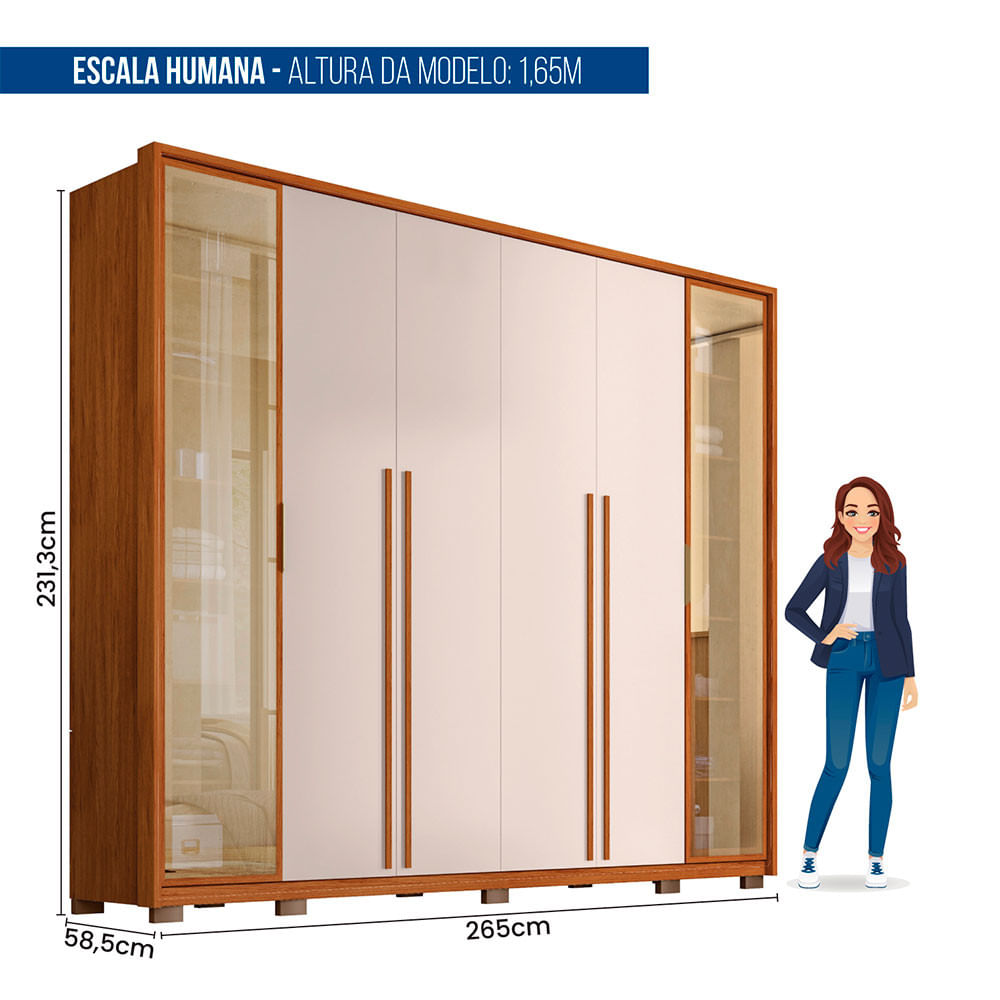 Guarda Roupa Casal Octavius com Vidro Reflecta 6 Portas 6 Gavetas ...