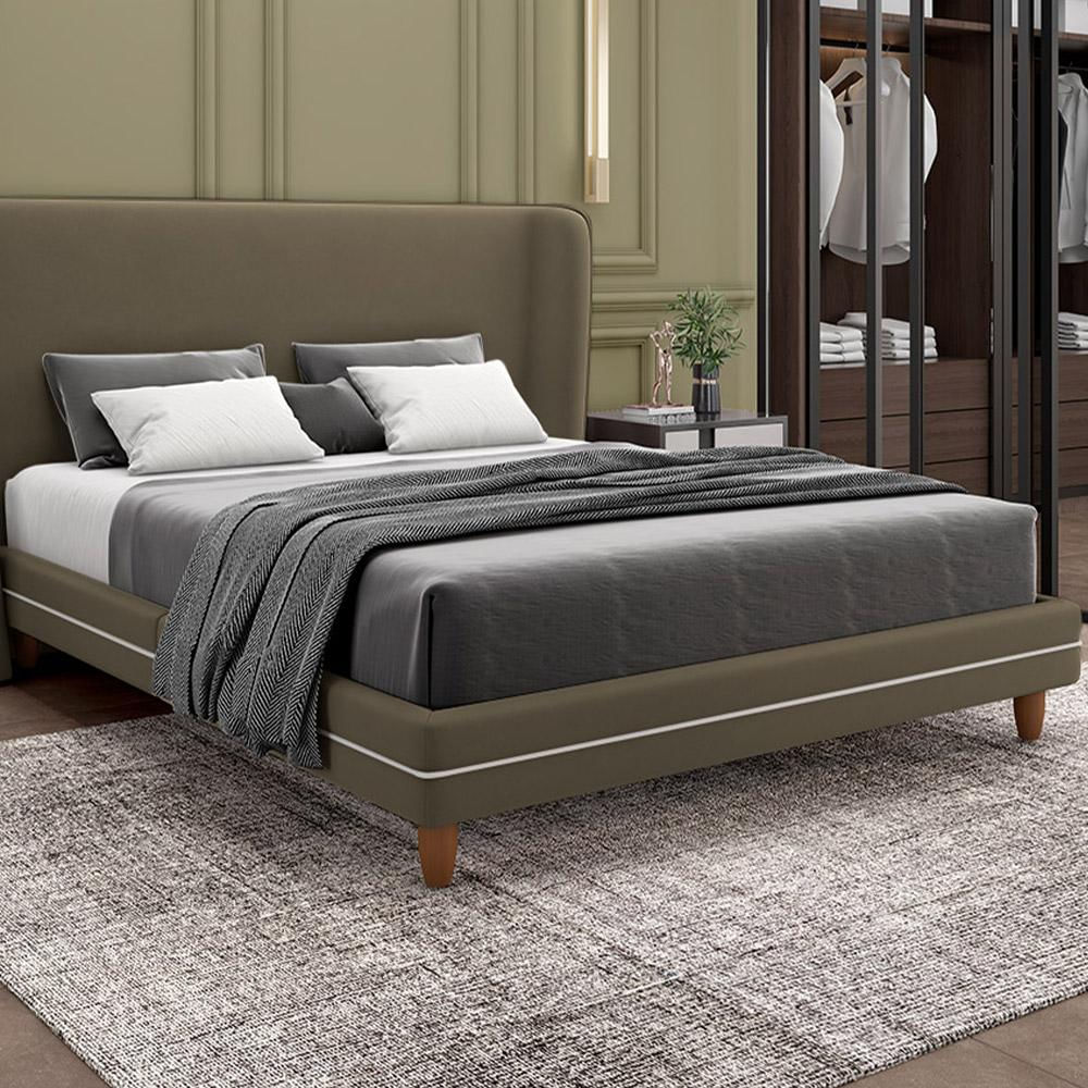 Cama Avulsa para Colchão Queen Torres Pés em Madeira Veludo Castor G91 ...