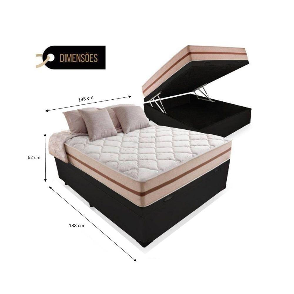 Cama Box Baú Casal Tecido Preto Com Colchão Pillow Angel Bello Box ...