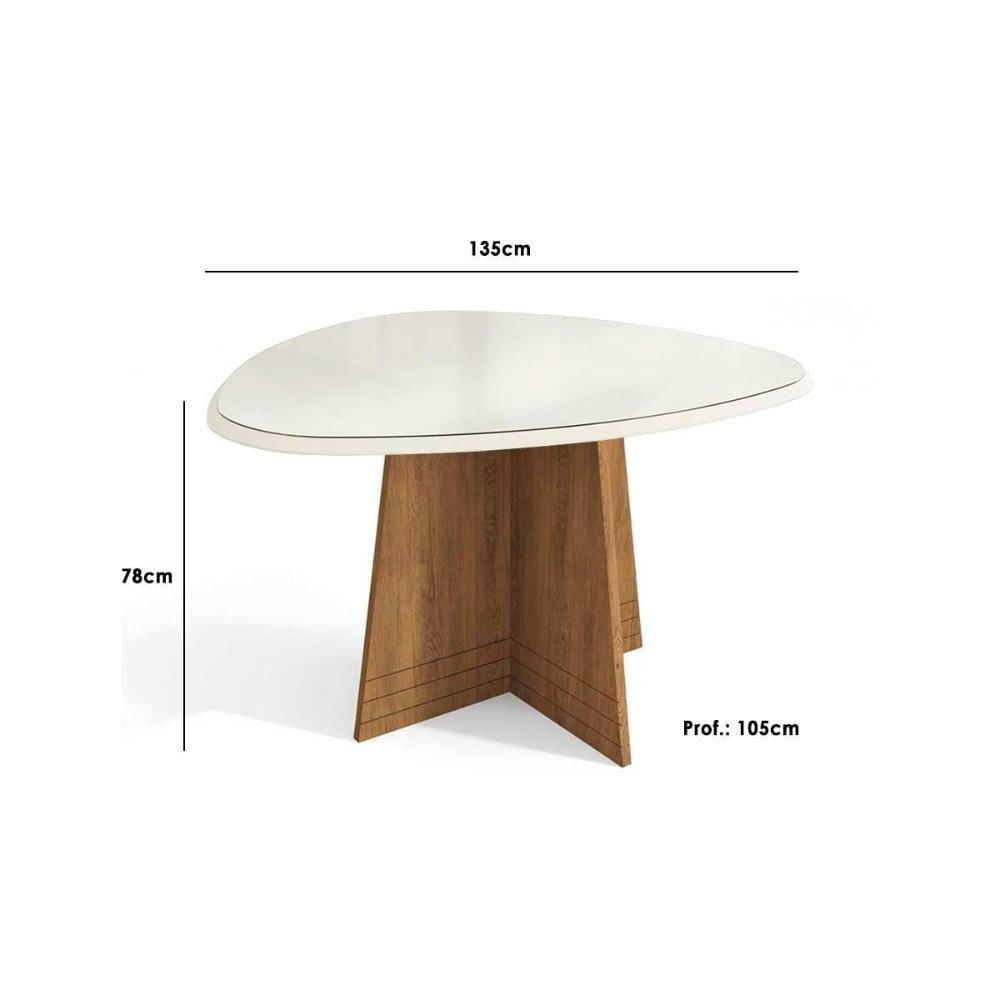 Mesa Para Cozinha Lótus Com Tampo Madeirado Com Vidro 135x105cm Freijó ...