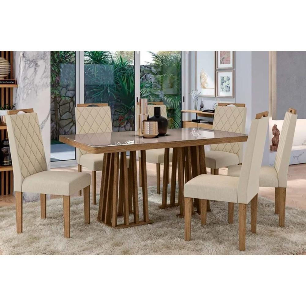 Mesa Para Cozinha Alteia Com Tampo Madeirado Com Vidro 90x160cm ...