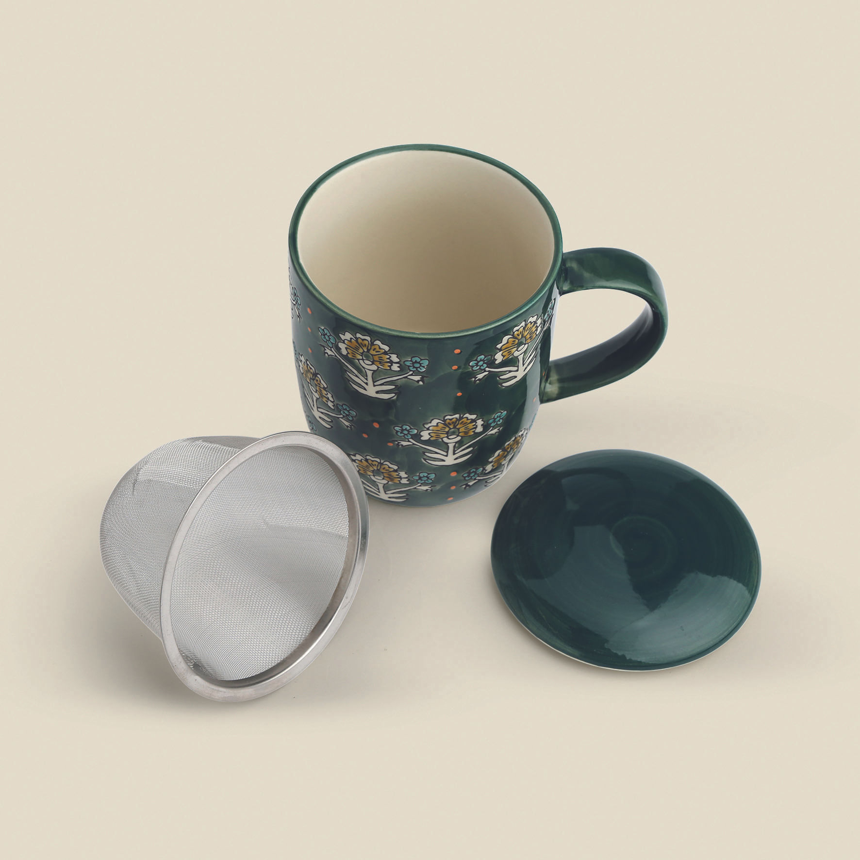 Caneca Chá com Filtro Dove Stoneware - A\CASA