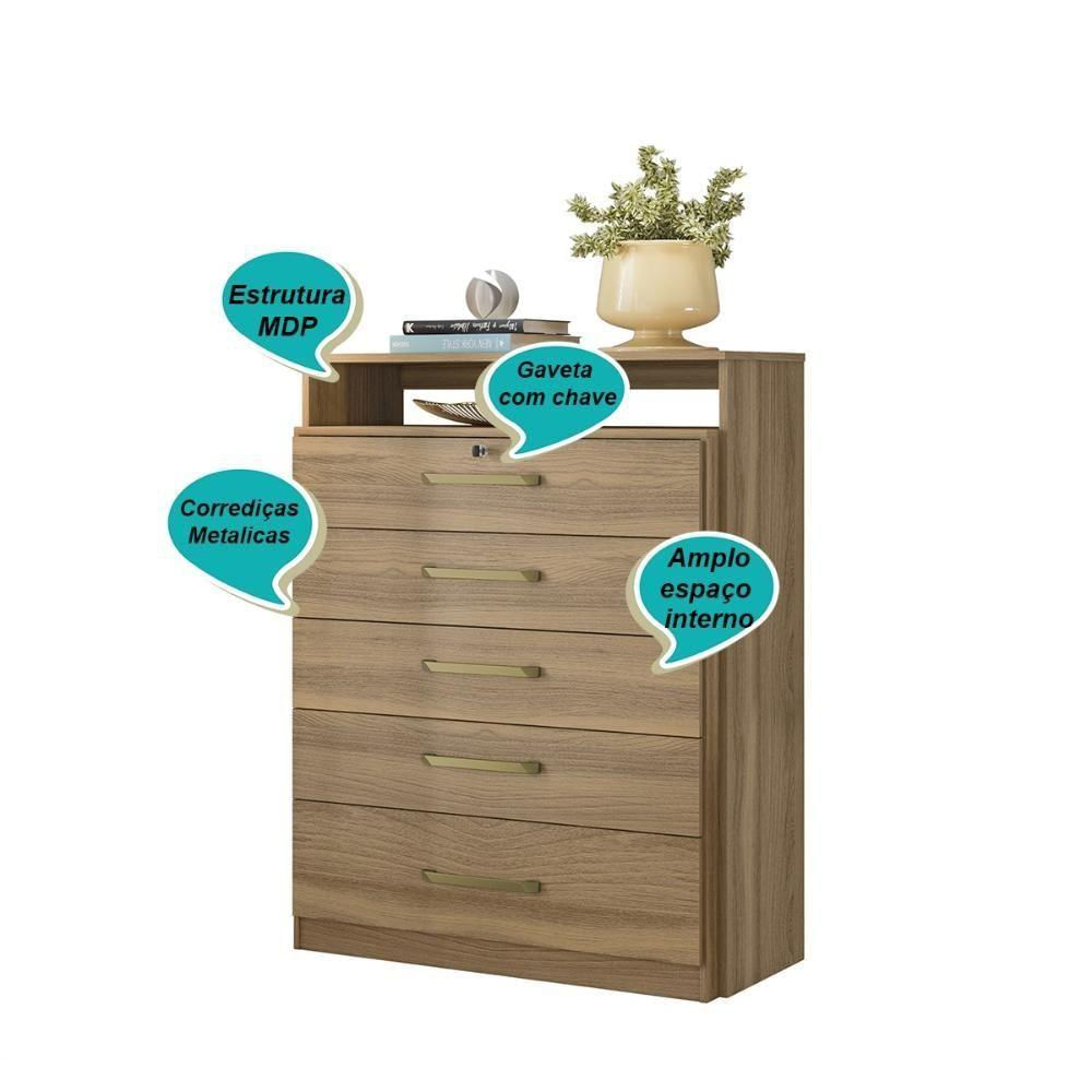 Kit Guarda Roupa Solteiro 6 Portas Ecom Ii Cômoda Triunfo Amêndola ...