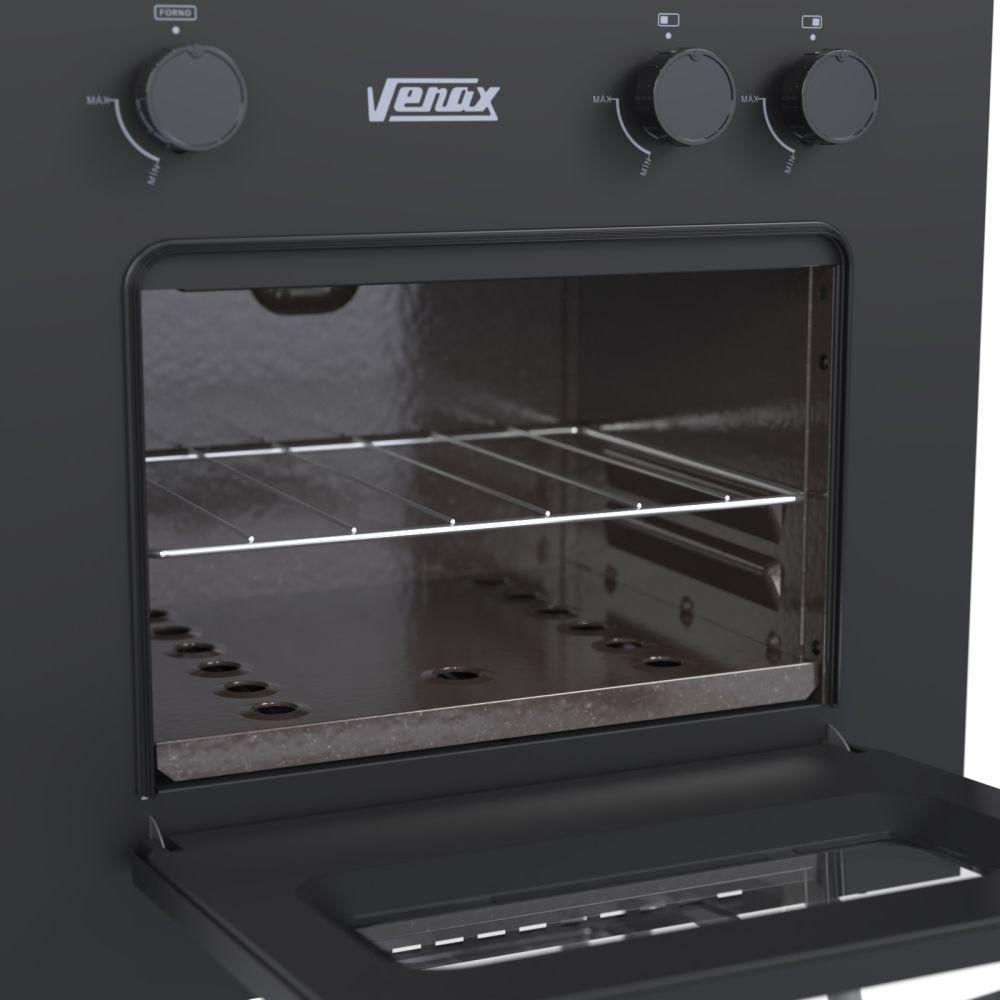 Fogão Portátil 2 Bocas Venax Mini Cook Gas Glp Preto Fosco U