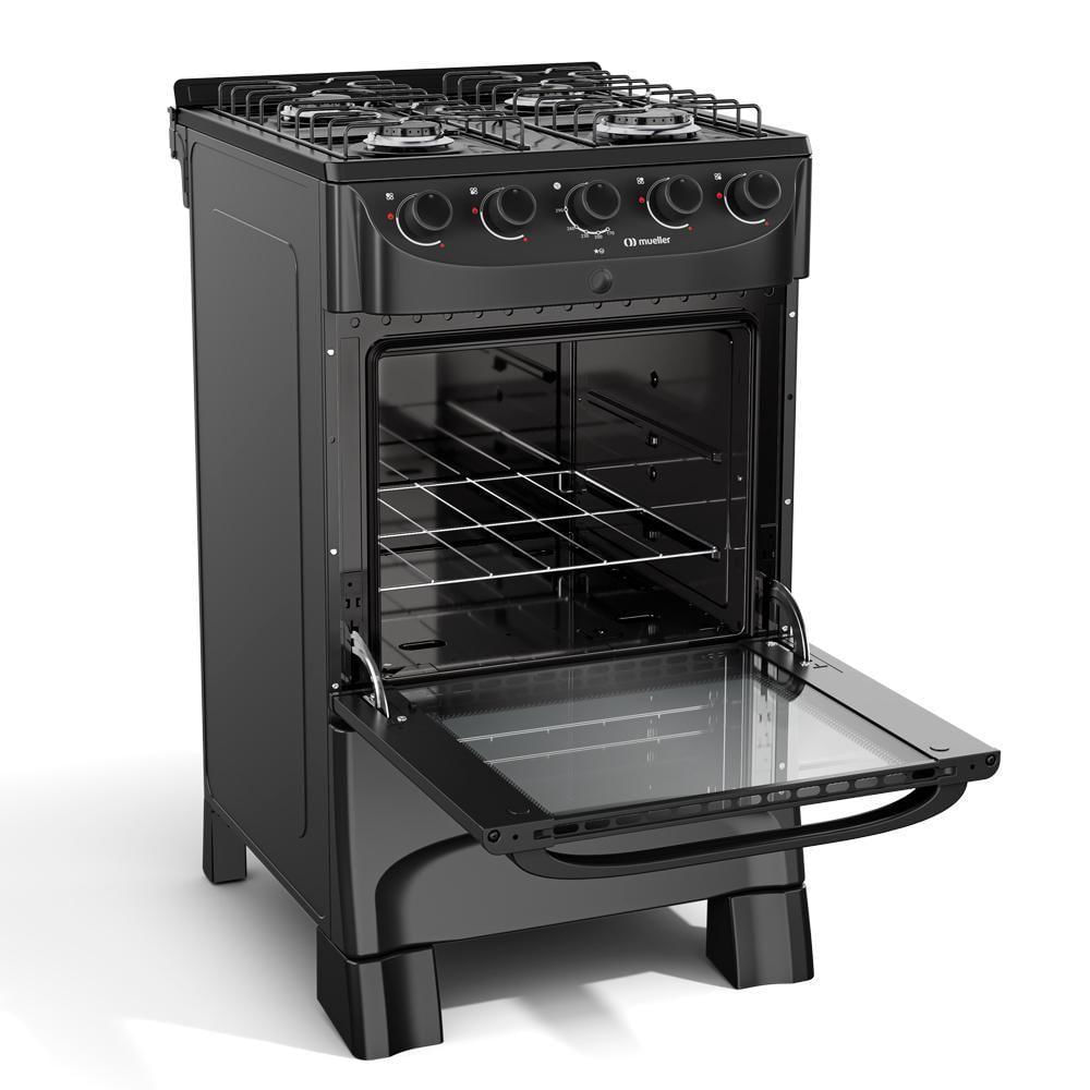 Fogão Mueller Preto Fosco 4 Bocas Com Mesa Esmaltada Mfi4bc - Angeloni ...