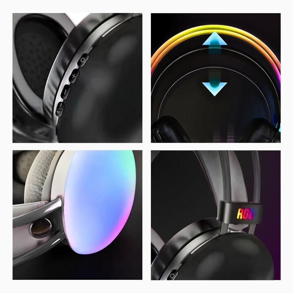 Headset Fone De Ouvido Sem Fio Bluetooth V5.3 Com Led Disco Pulse Pro