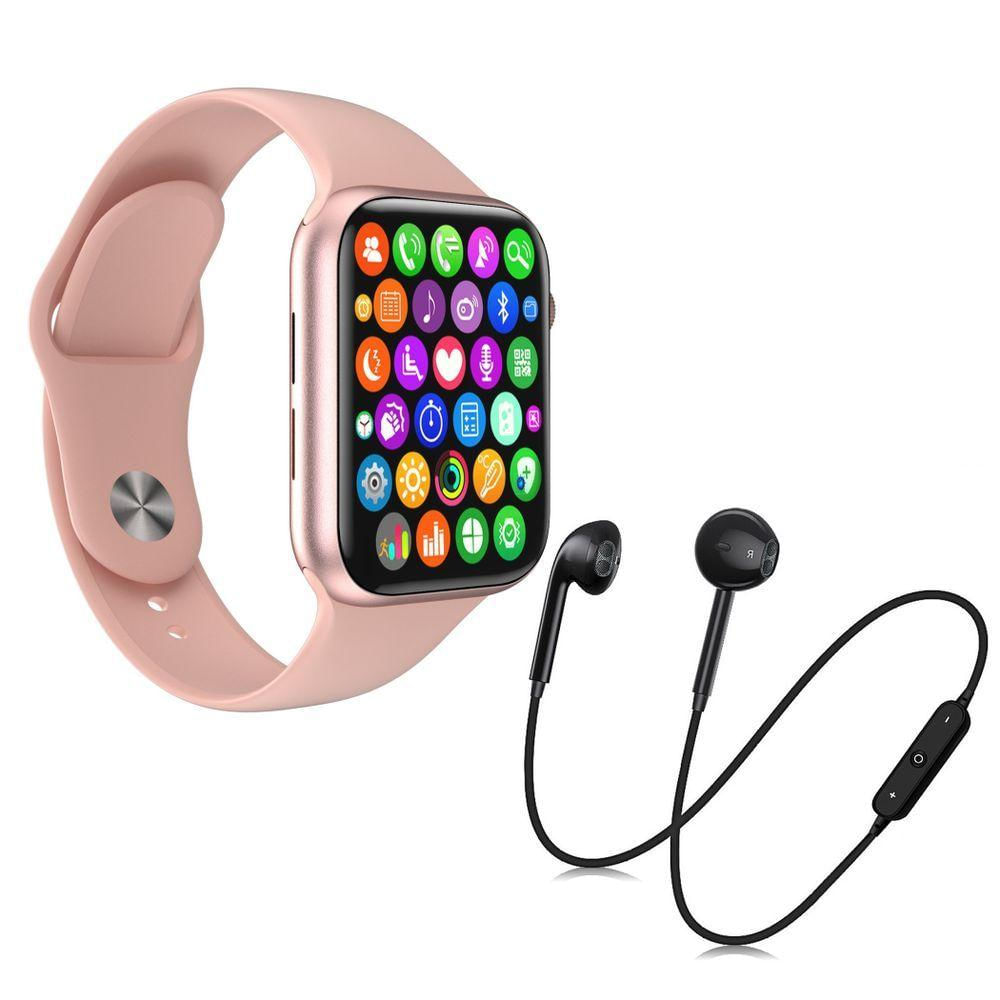 Kit 1 Relógio Smartwatch S + 1 Fone Bluetooth S6 rosa+preto - Angeloni ...