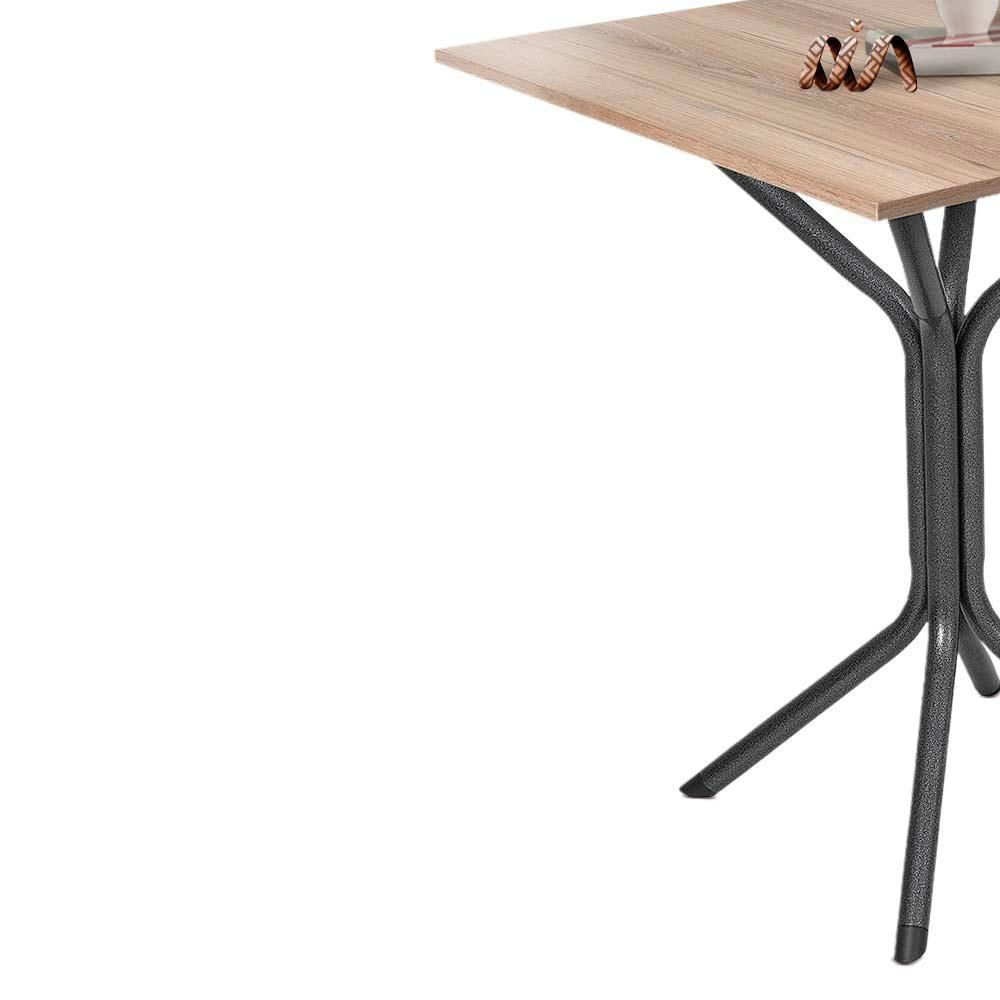 Mesa Quadrada Para Cozinha Aço 4 Lugares 68cm Preto Carvalho Magnus ...