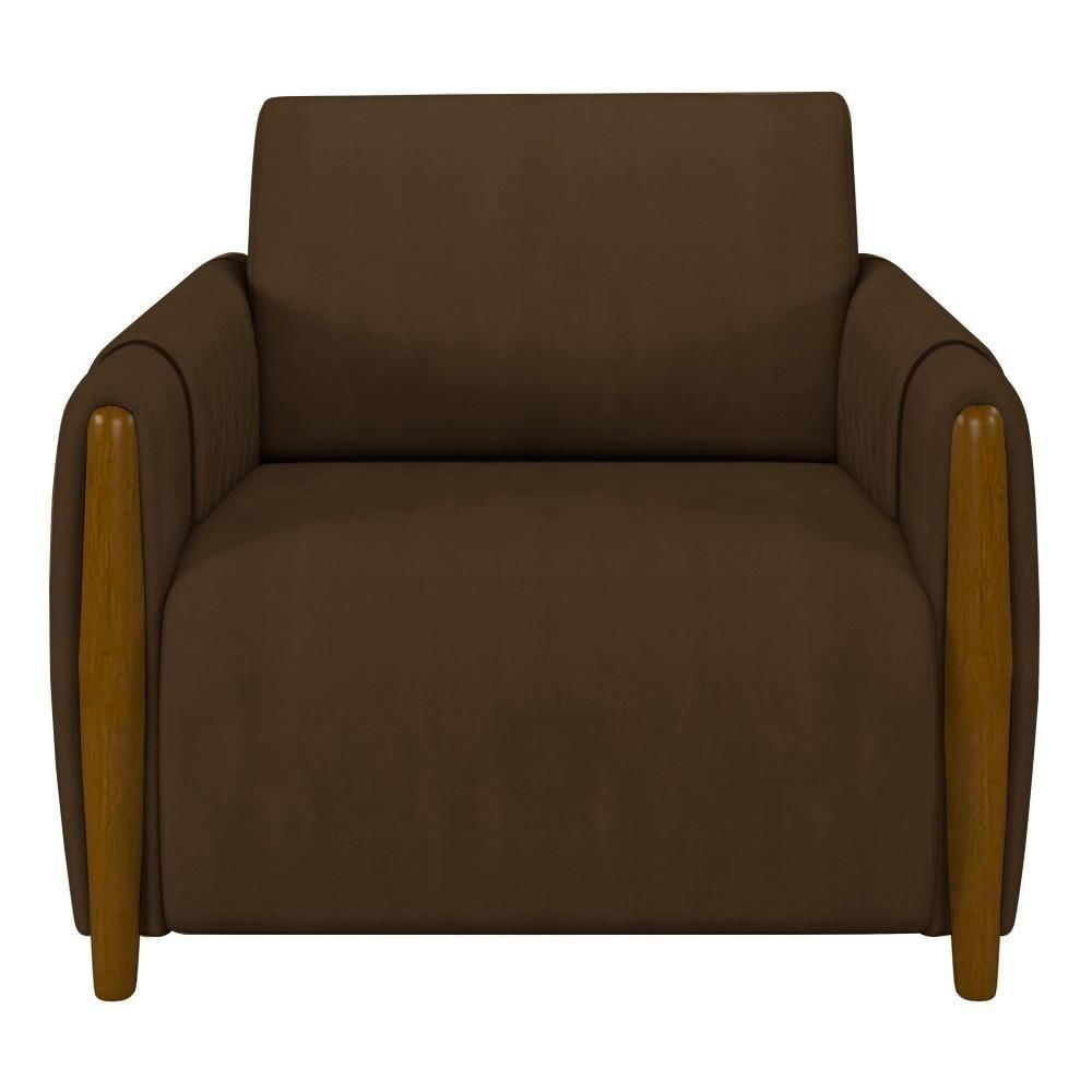 Poltrona Decorativa Para Sala De Estar 98cm Amaranto M22 Veludo Marrom ...