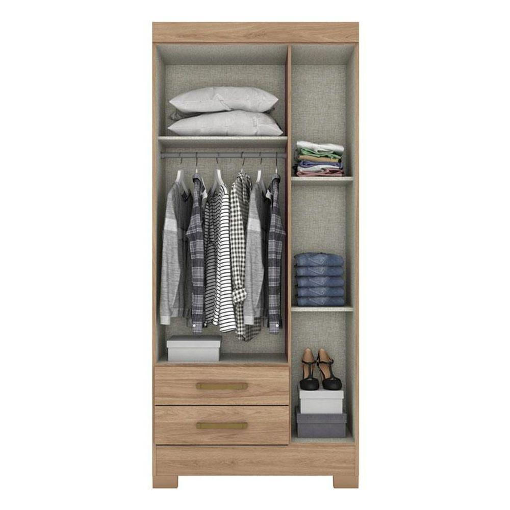 Cômoda Ravenna E Guarda Roupa Solteiro Sensi Jequitibá Brilho - Henn