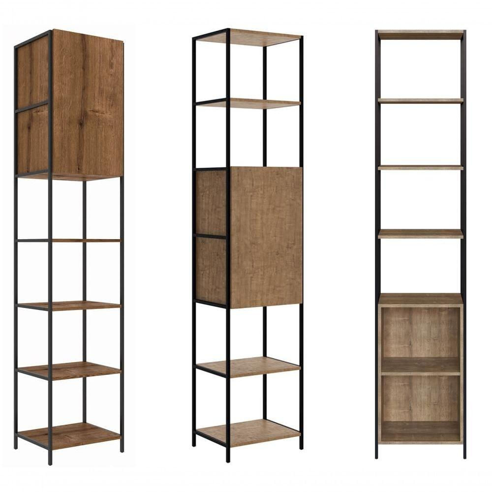 Estante 01 Porta 04 Prateleiras 27806 Vermont Preto Fosco