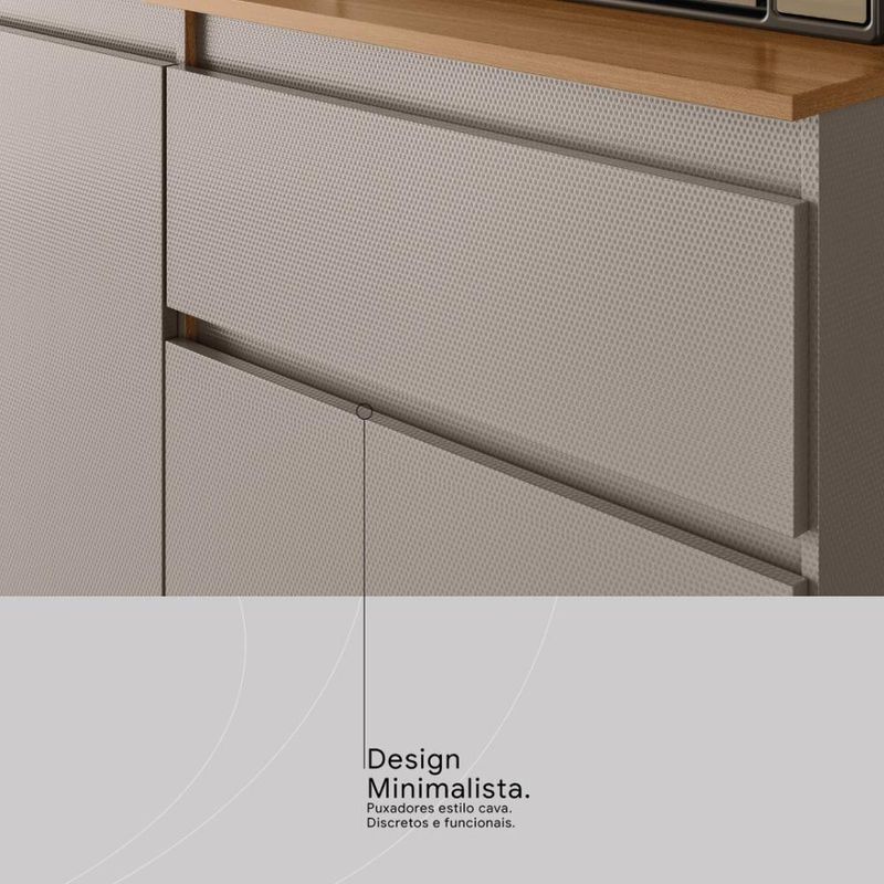 Armário De Cozinha Compacta 5 Portas 1 Gaveta Amaranto Amêndola Touch ...