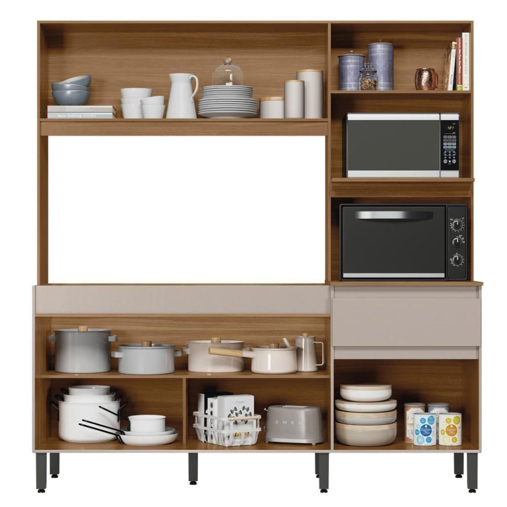 Armário De Cozinha Compacta 5 Portas 1 Gaveta Amaranto Amêndola Touch ...