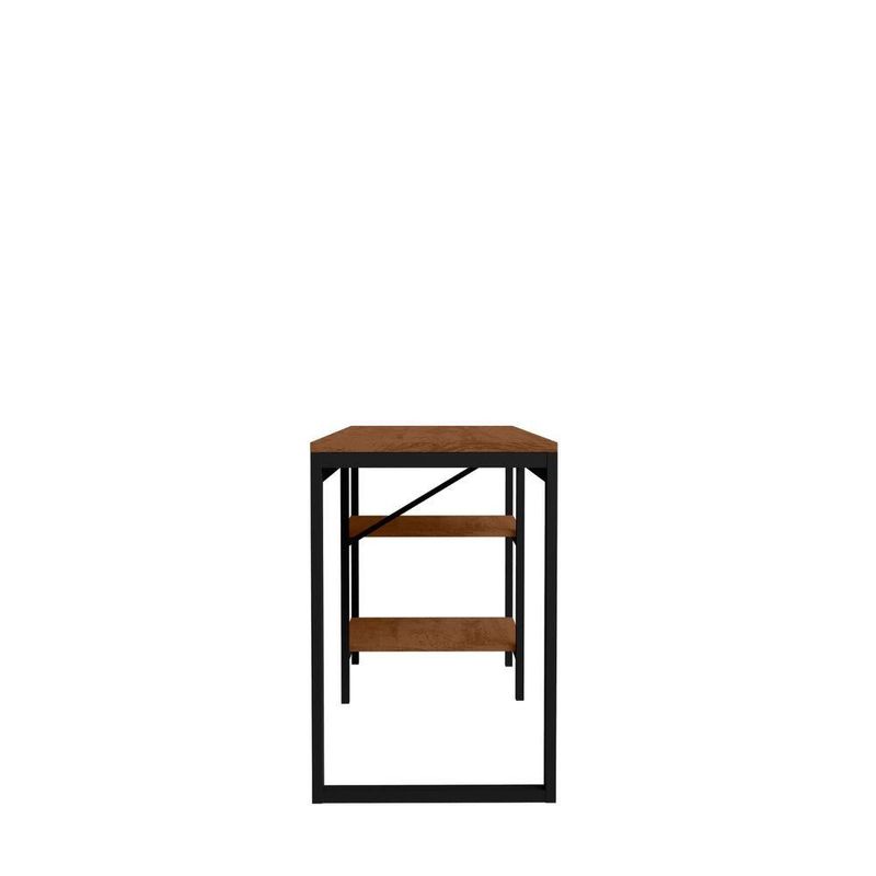 Home Office Slim Aço Mdf Com Estante Livros Canela Rustico