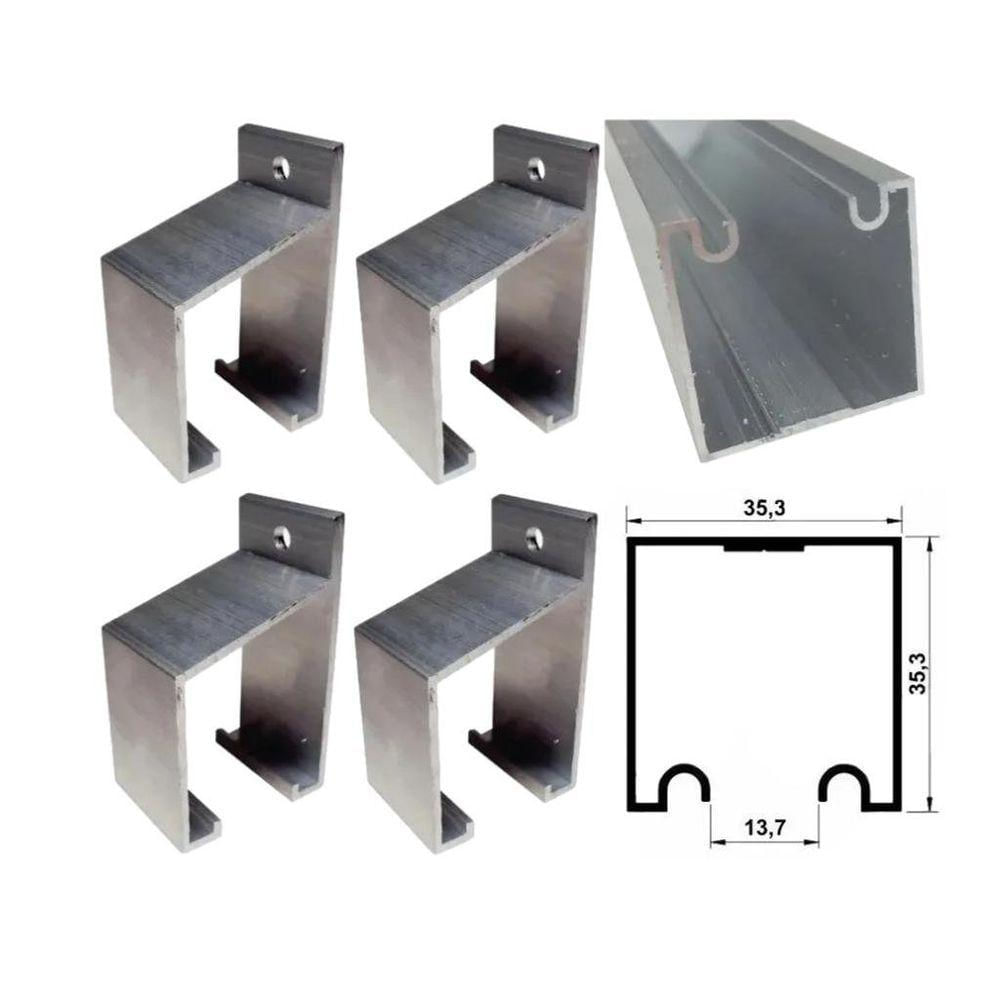 48 Suportes Parede Para Trilho Sp-1098 Natural