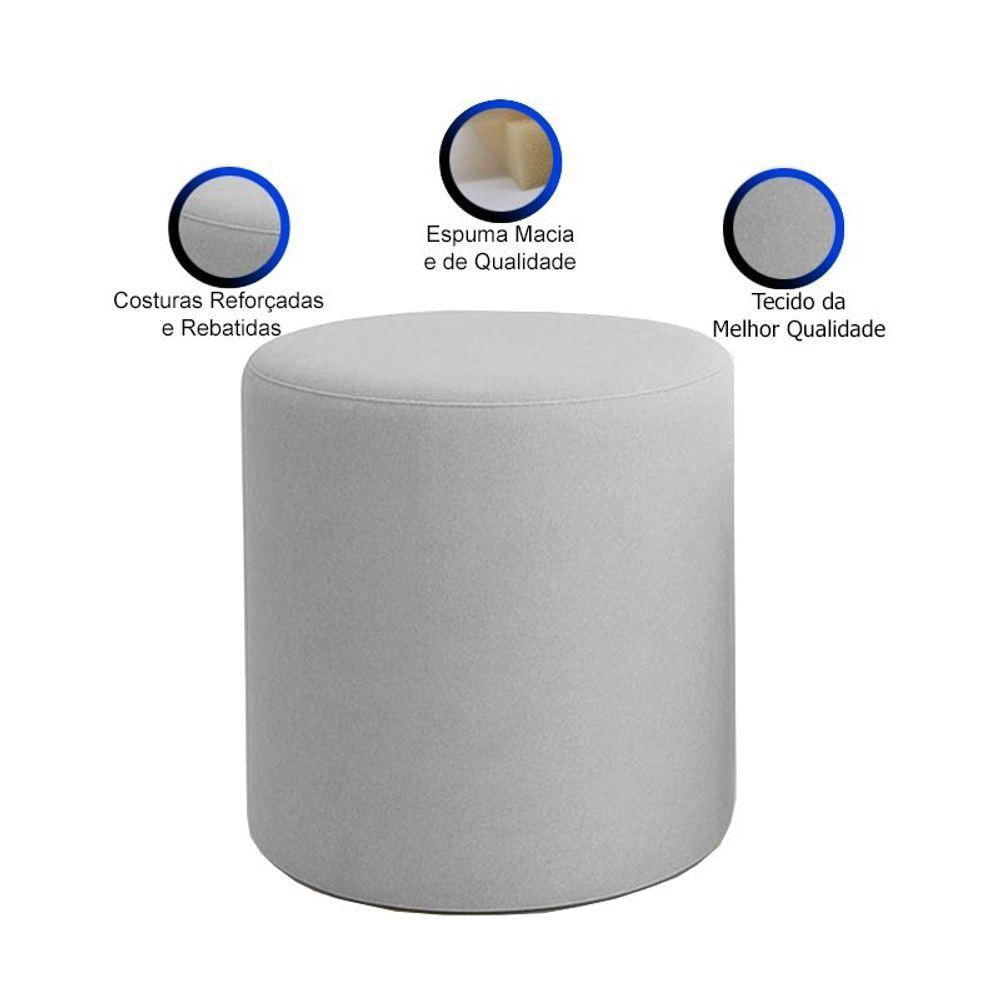 Puff Beca Cilindro Suede Live - 7 Decor Prata