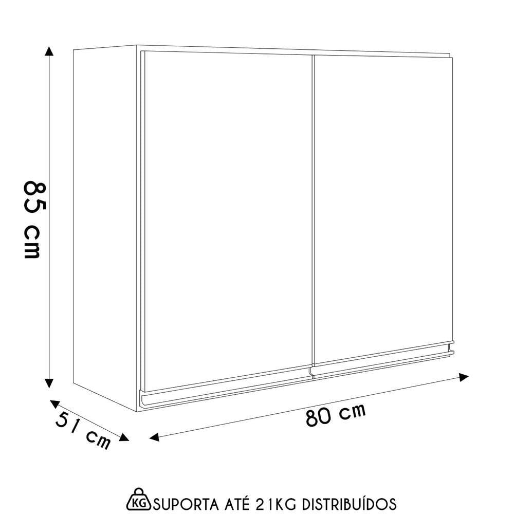 Armário De Cozinha Aéreo 80cm Maly N03 Carvalho/off White - Mpozenato