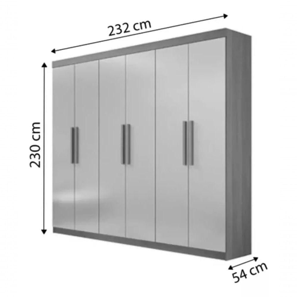 Guarda Roupa Casal 6 Portas Leblon Com Pés D' Doro Castanho-off White