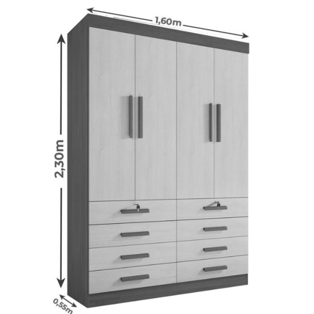 Guarda Roupa Solteiro Mônaco 4 Portas 8 Gavetas Com Pés - D' Doro ...