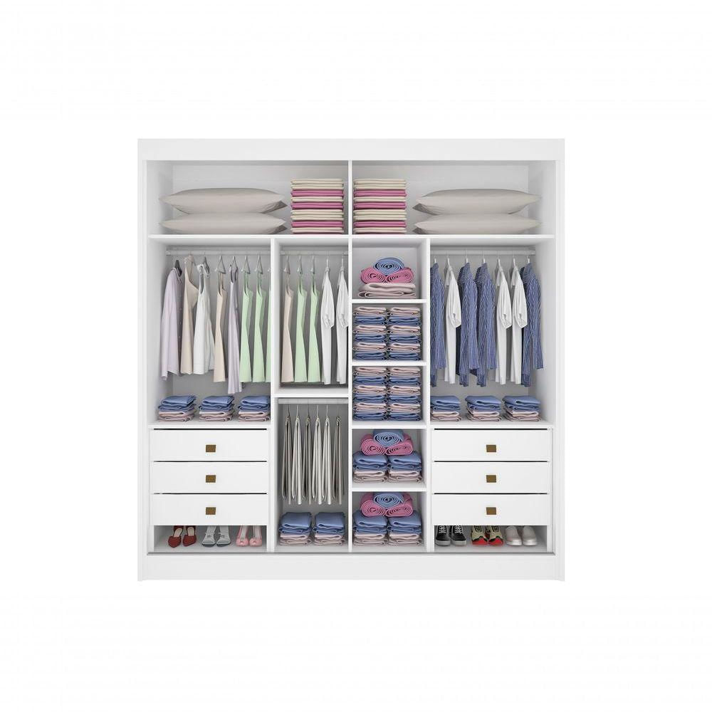 Guarda Roupa Casal Cancun 2 Portas 6 Gavetas Com Pés - D' Doro Branco