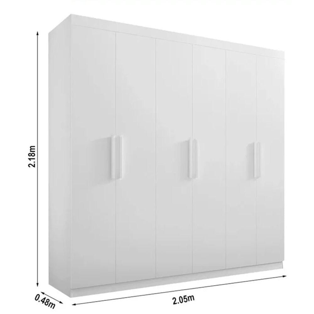 Guarda Roupa Casal Colibri 6 Portas 6 Gavetas Com Pés - D' Doro Cinamomo