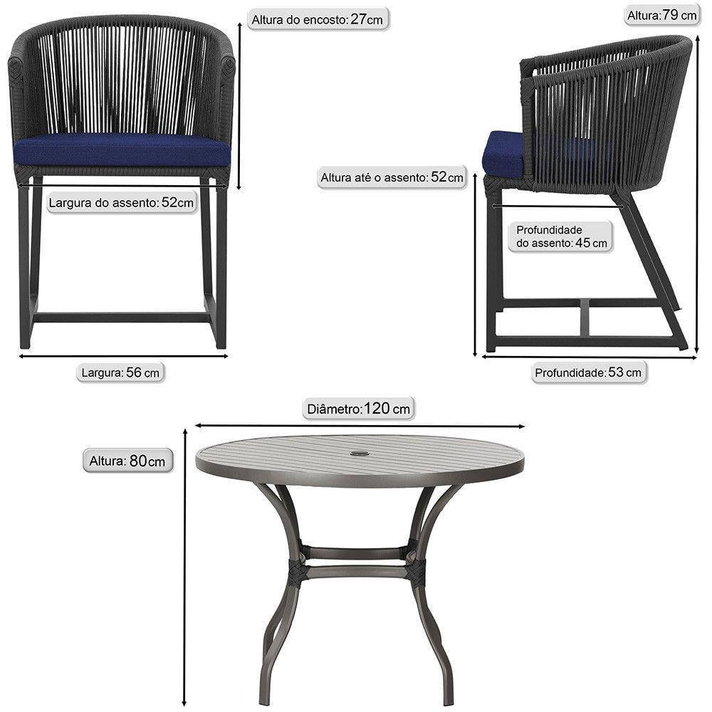 Mesa E 6 Cadeiras E Noronha Preto E10 Trama Preto