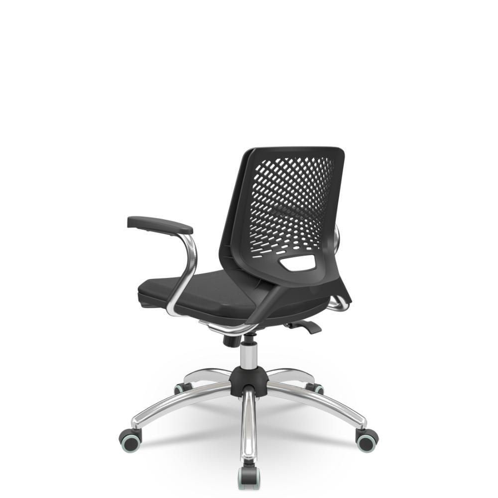 Cadeira Beezi Facto Dunas Preto Stamp Cromada