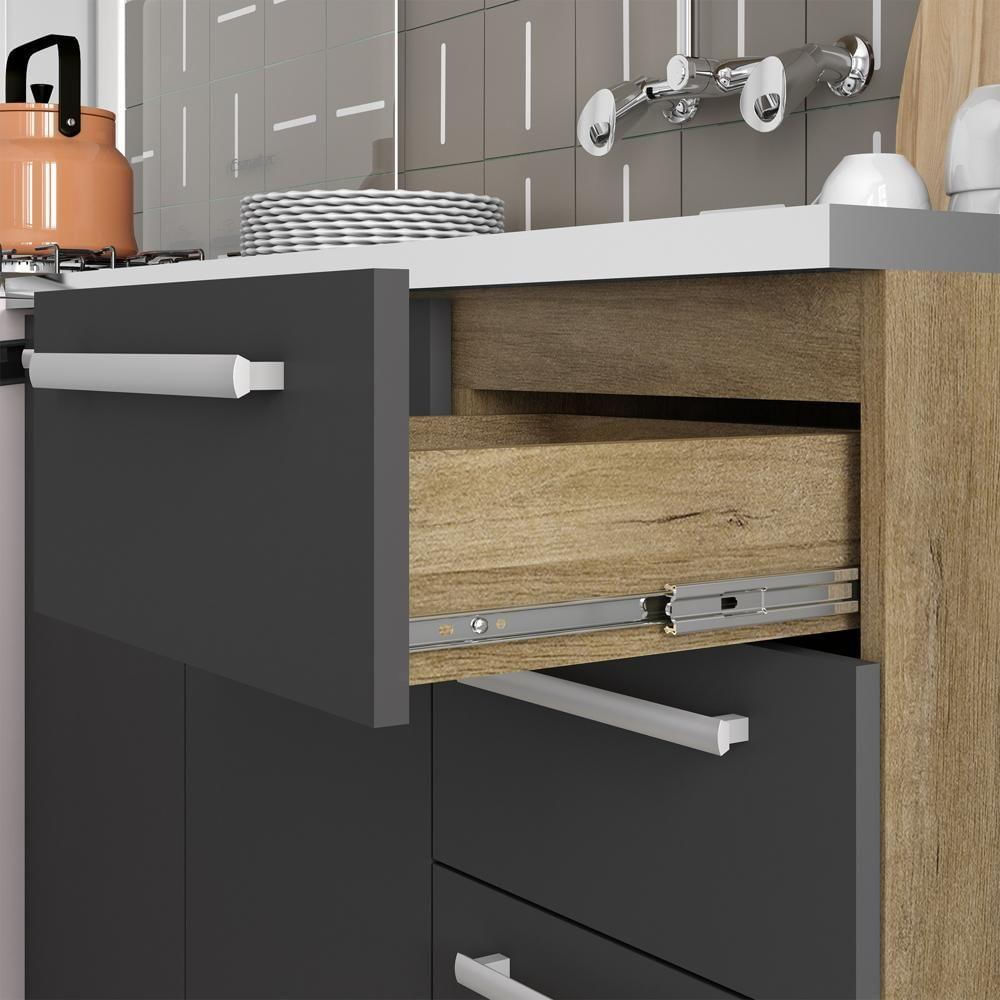 Balcão Com Pia 3 Portas 2 Gavetas Grafite Samba Bertolini Grafite ...