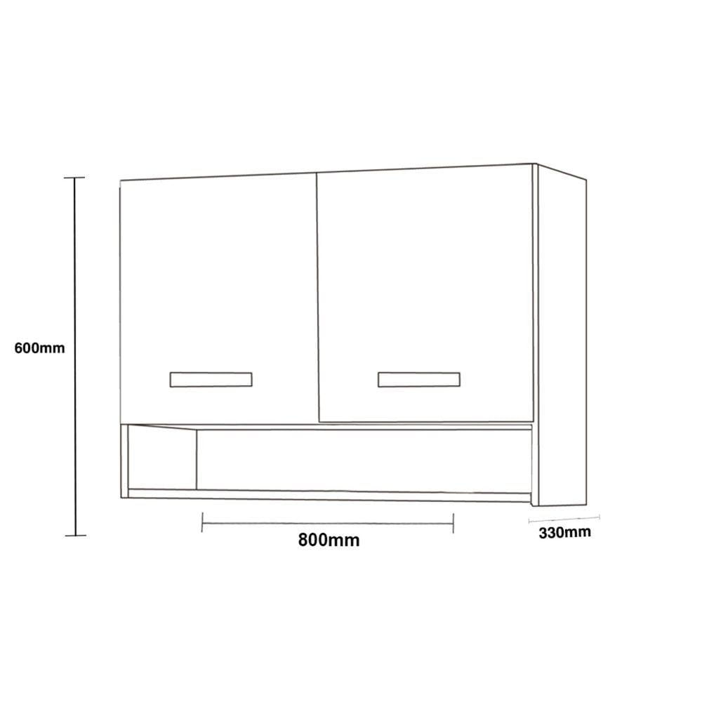 Armario Aereo Cozinha 2 Portas 0,80 Cm Com Nicho Alice Elmo/elmo Hr Móveis