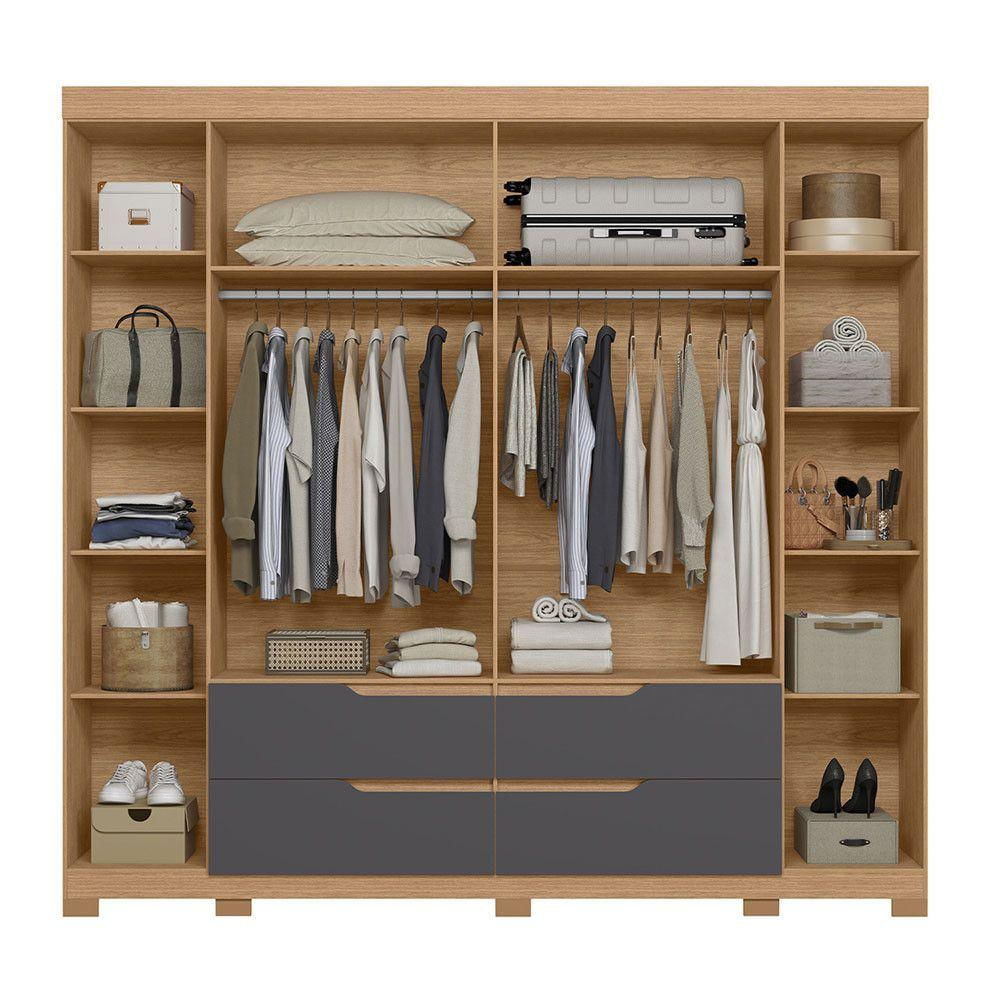 Guarda Roupa Doble Casal 6 Portas Albatroz Moveis Freijó/titanium ...