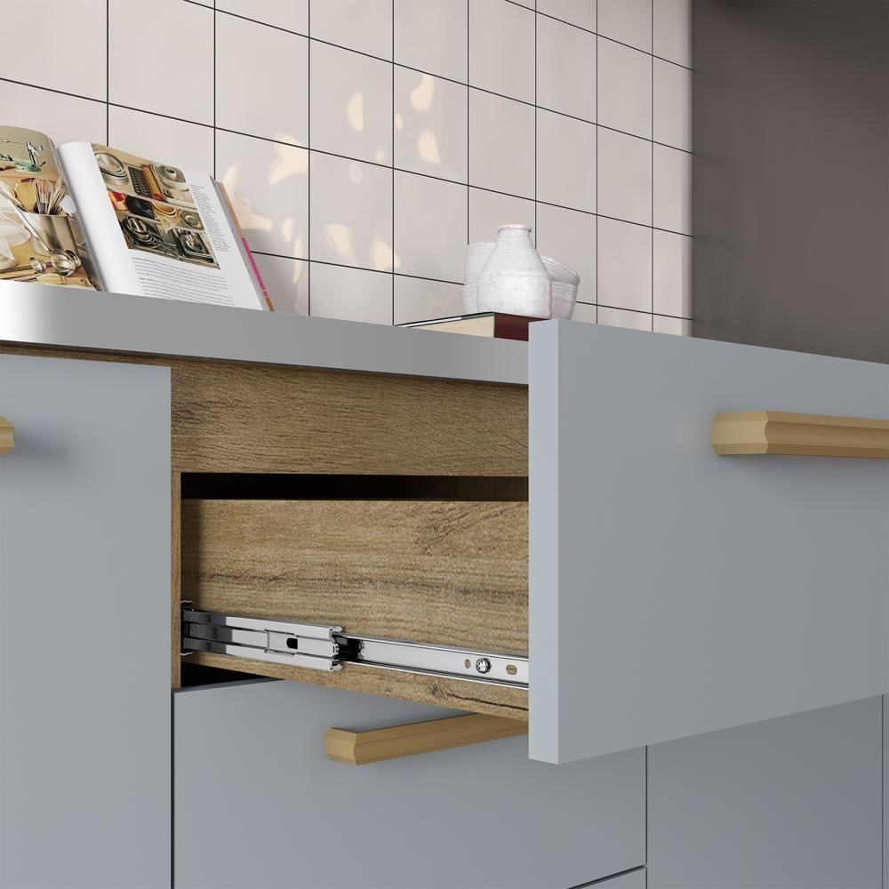 Balcão Com Tampo 3 Portas 2 Gavetas Branco Axé Bertolini Branco ...