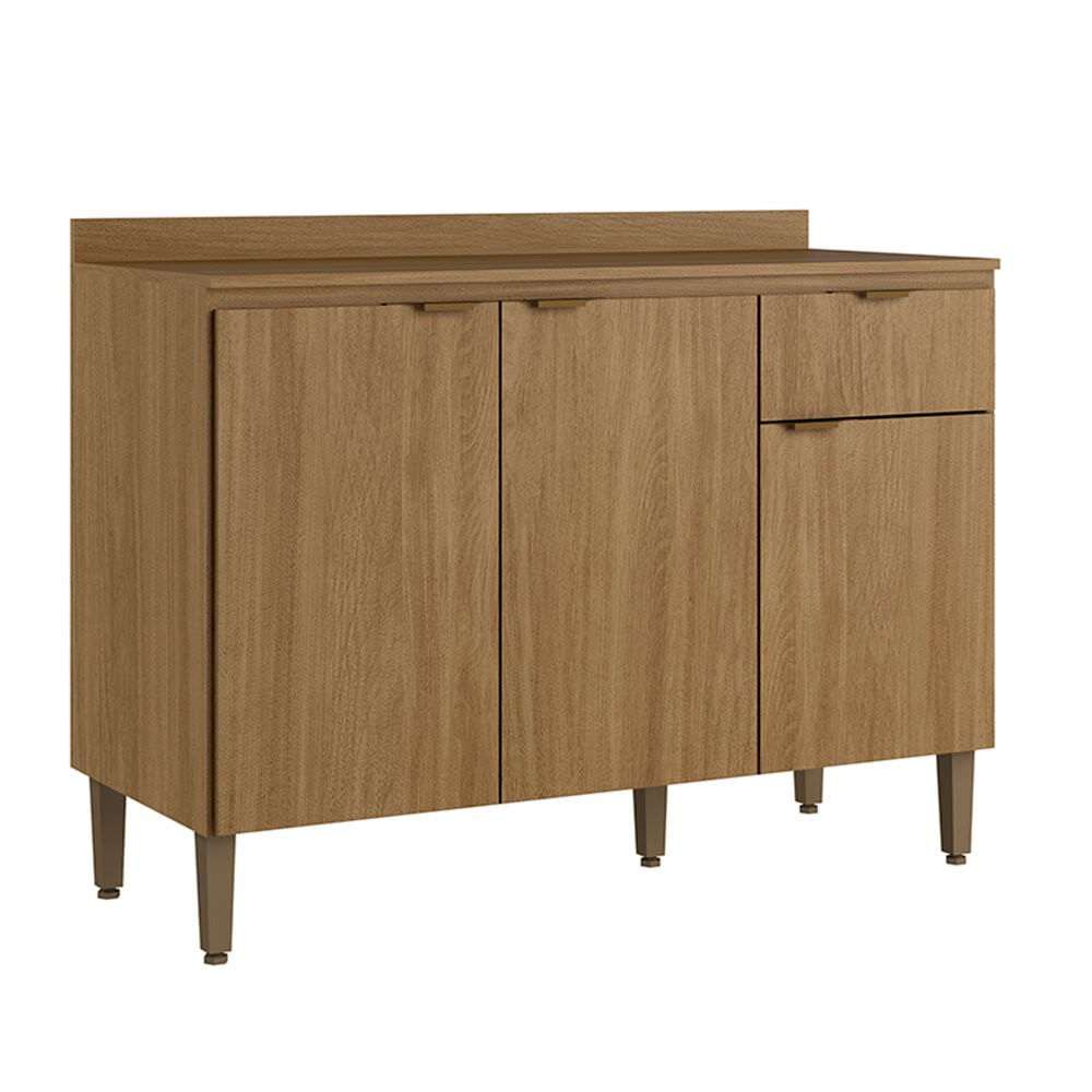 Balcão Leticia 120cm 3 Portas 1 Gaveta THB - Naturale