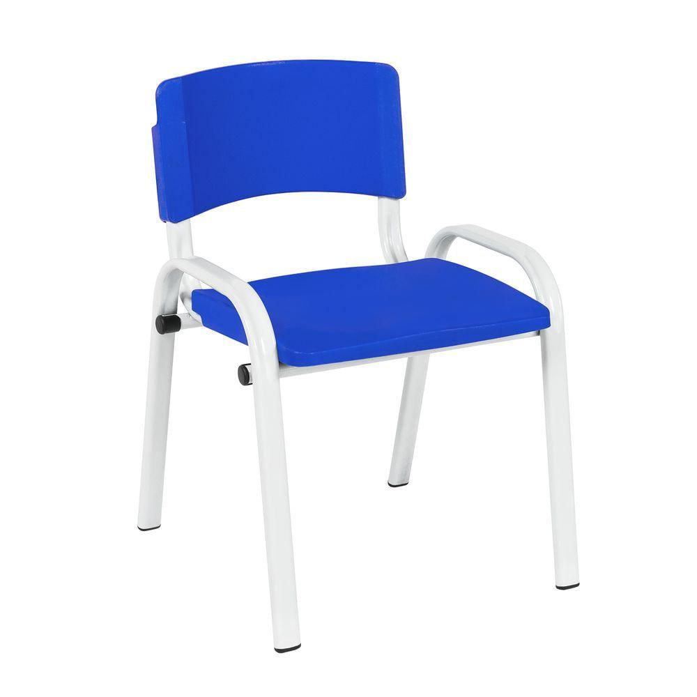 Kit 11 Cadeira Iso Infantil Creche, Escola Base Branco Azul