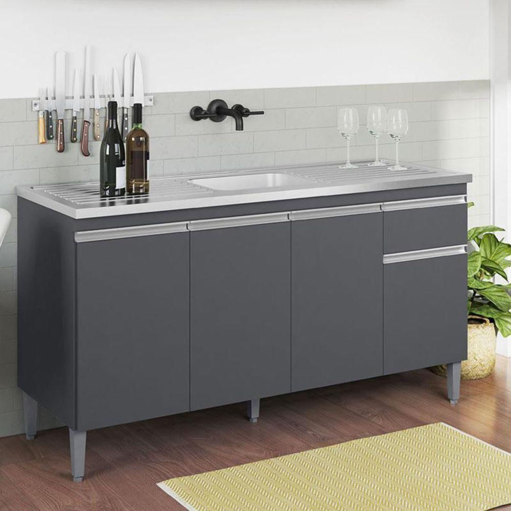 Balcão De Pia Tatiane 145 Cm E Armário Aéreo Andréia 3 Portas 120 Cm ...