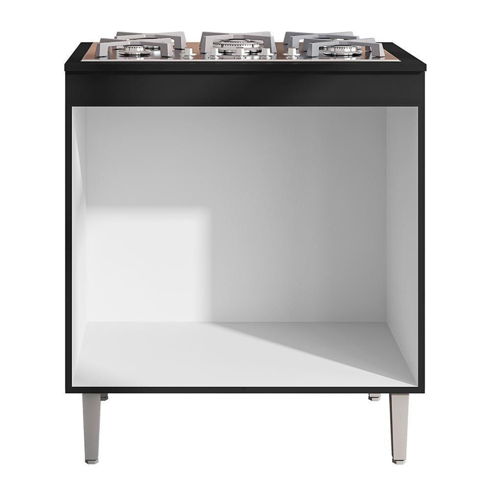 Balcão Cooktop Andréia 79cm Com 2 Portas Preto Fosco - Ajl Móveis Preto ...