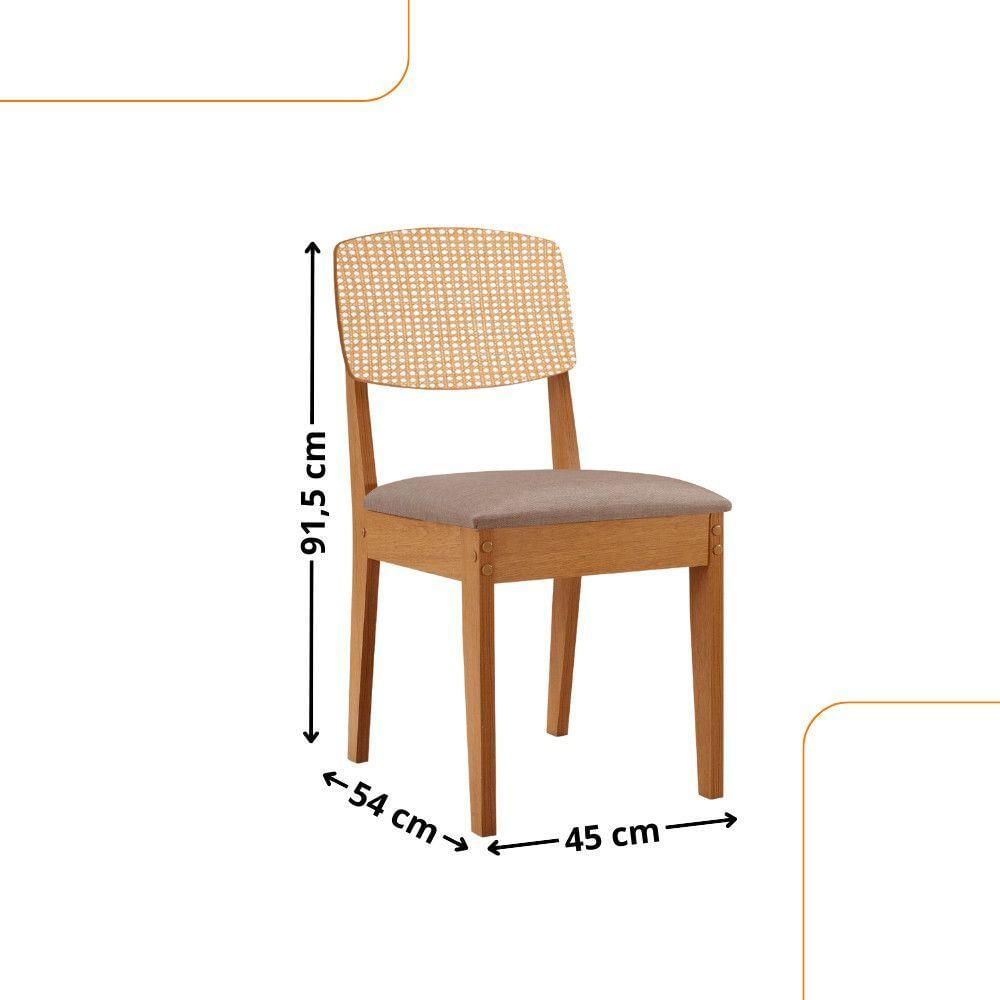 Conjunto Com 2 Cadeiras MDF Copper Premium Linho Capuccino/Naturale ...