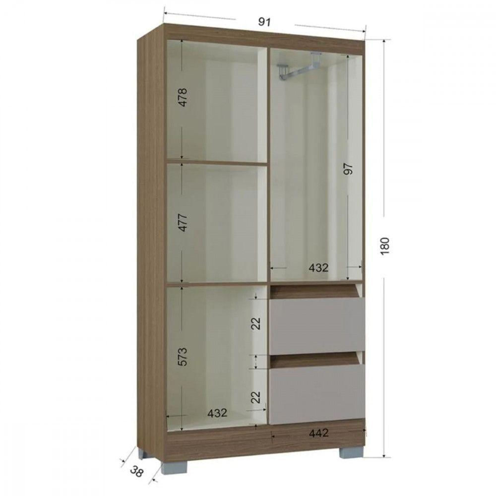 Guarda Roupa Solteiro 4 Portas 2 Gavetas Nápoles Poquema Damasco/off White