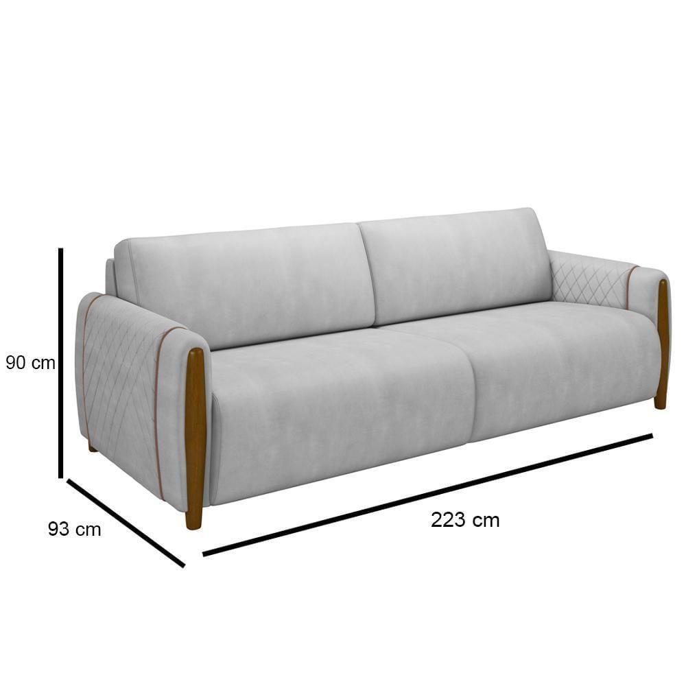 Conjunto Sofá 3 Lugares 223cm E Poltrona 98cm Amaranto M22 Veludo Cinza ...