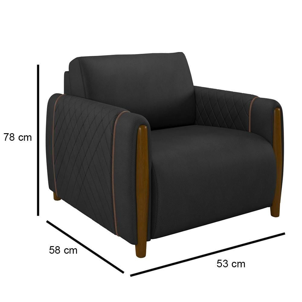 Conjunto Sofá 3 Lugares 223cm E Poltrona 98cm Amaranto M22 Pu Preto ...
