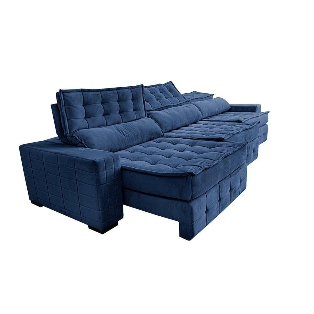 Sofá Retrátil E Reclinável 3,55M Cama Inbox Big Puffer Com Softgel D40 Velupluma Azul - Angeloni ...