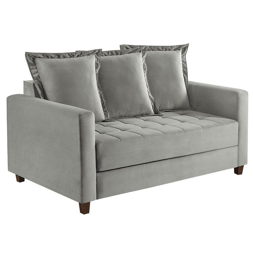 Sofa Cama Rocca Colchao Casal Talento Móveis Bege/Castanho