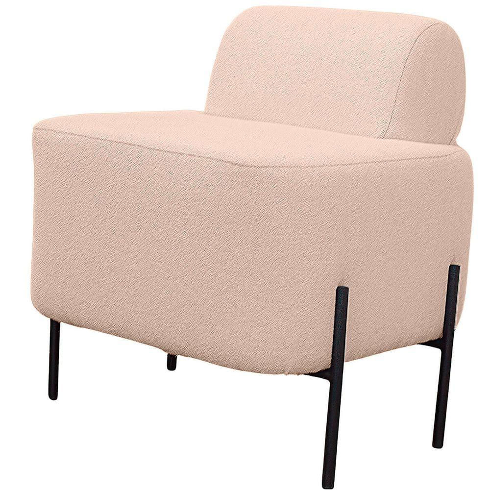 Puff Estofado Virginia Decorativo Tecido Boucle Cor Creme